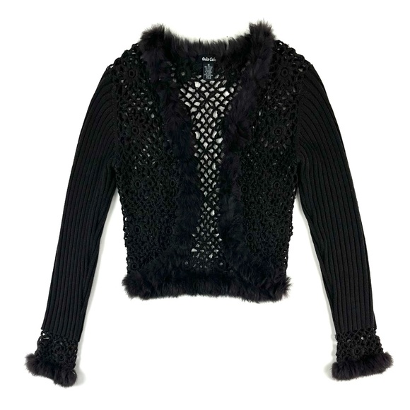 Dolce Cabo | Sweaters | Dolce Cabo Crop Mocha Brown Faux Fur Trim ...